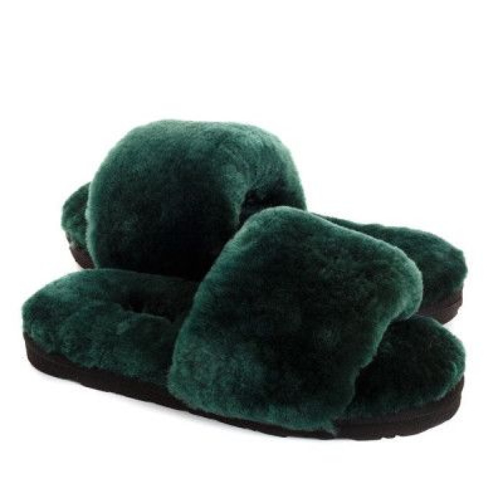 Оригинальные UGG Fluff Slide Slippers Dark Green купить по отличной ...